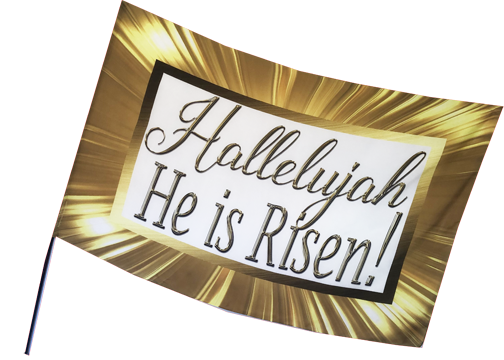 Gold Border Hallelujah He is Risen! Worship Flag | High Praise Banners