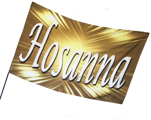 Hosanna White Font Gold Background Worship Flag | High Praise Banners