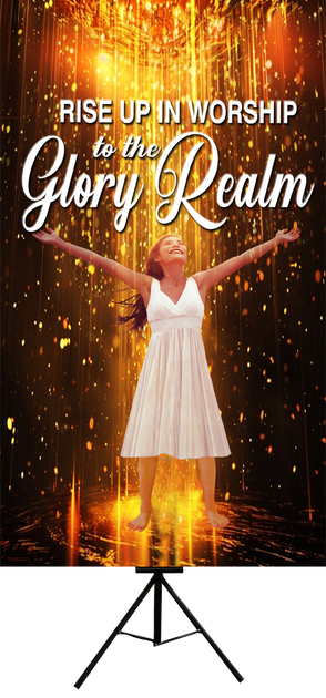 Rise Up in Worship to the Glory Realm Vertical Banner | High Praise Banners