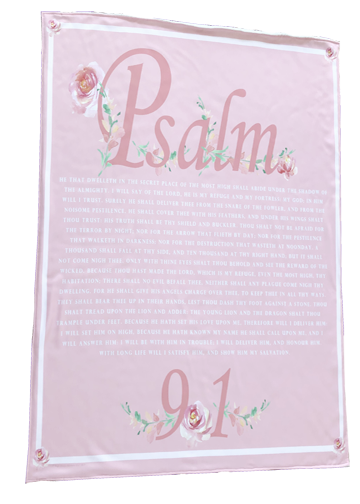 Psalm 91 Pink Floral Scripture Blanket | High Praise Banners