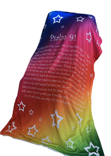 Psalm 91 Stars Scripture Blanket - Rainbow Colors | High Praise Banners