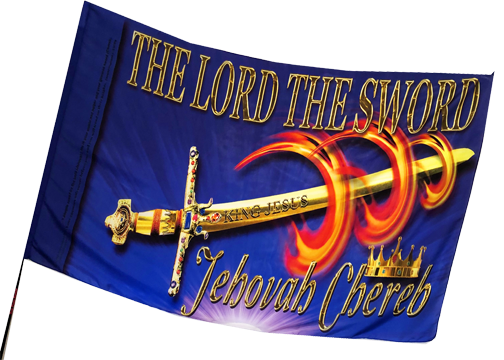 The Lord the Sword Jehovah Chereb BLUE Worship Flag | High Praise Banners
