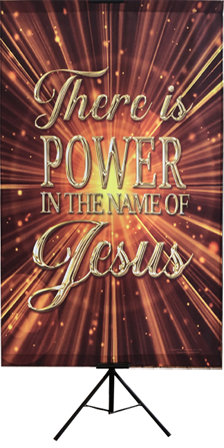 There is Power in the Name of Jesus Copper Gold Vertical Wall Banner ...